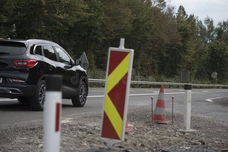 Road Marking and Reflector Post Stock Photo - Image of marking ...