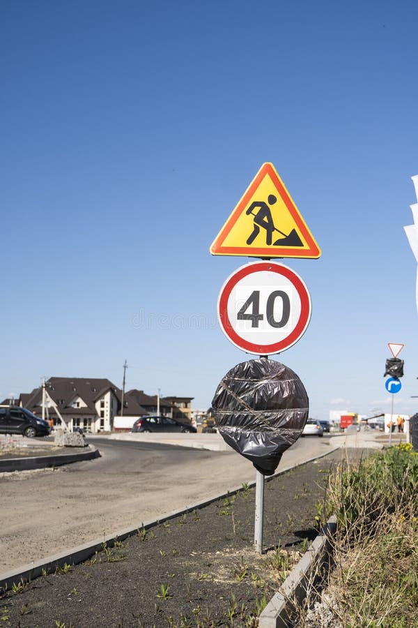 Road Marking on the Road, Warning Signs. International Traffic Signs ...