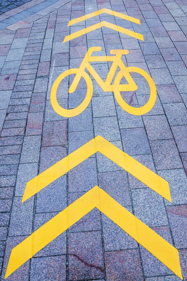 Road Markings. Bicycle Path Stock Photo - Image of ride, environment ...