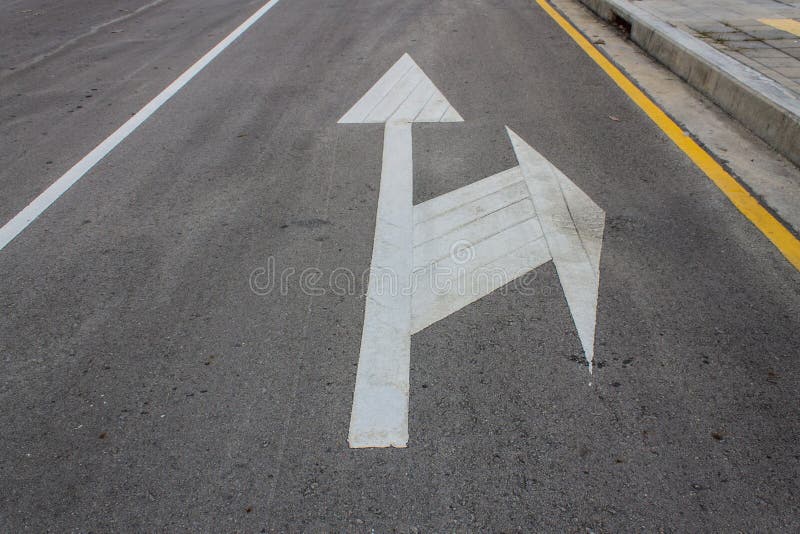 Road Markings with Footpath Stock Image - Image of forward, highway ...