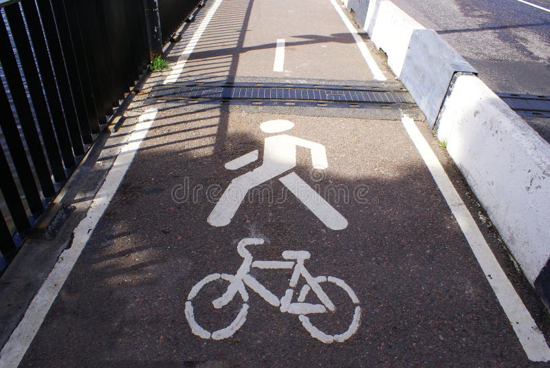 Road Markings Painted with White Paint. Signs on the Sidewalk and Road ...