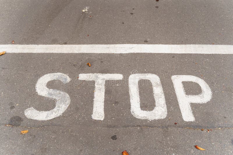 Road Markings Warning about Stopping on a City Road - Stop and Line ...