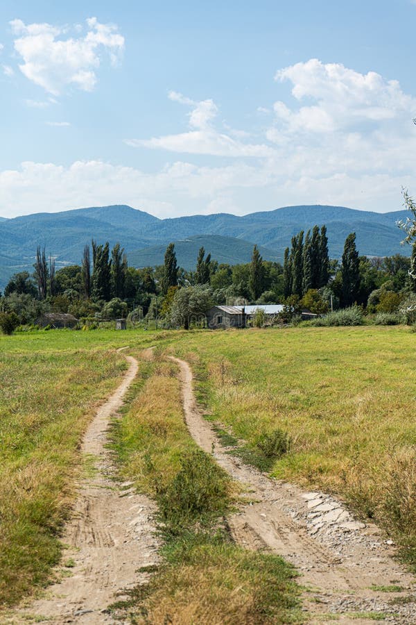 Road in the Meadow in Georgian Area Kartli Stock Photo - Image of ...