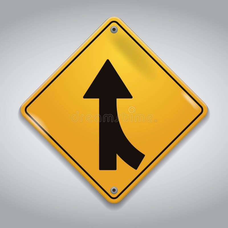 Road Merge from Right Sign. Vector Illustration Decorative Design Stock ...