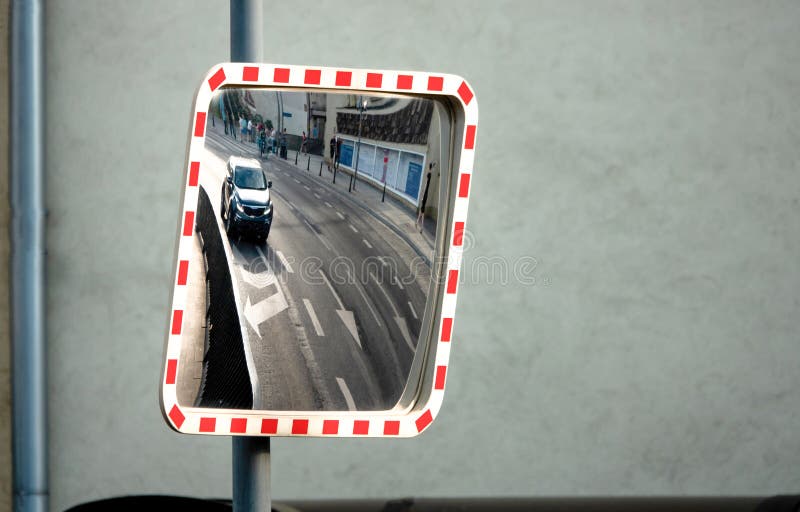 Road mirror sign stock image. Image of urban, transportation - 175307411
