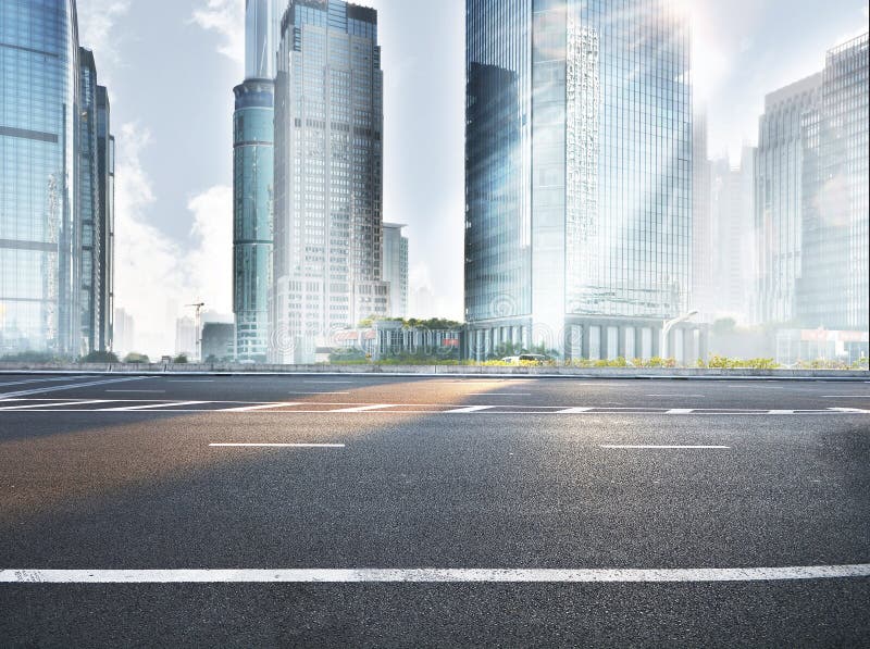 Road in modern city stock photo. Image of financial, cityscape - 69598358