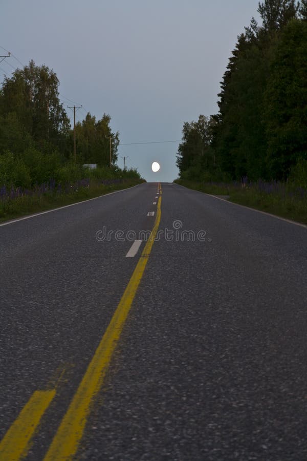 Road and moon stock image. Image of tree, landscape, evening - 25502889