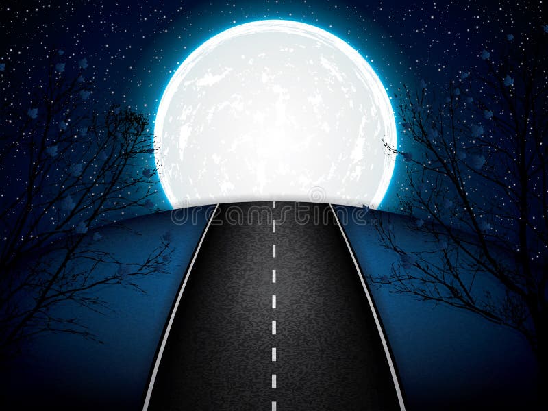 Road in the moonlight stock vector. Illustration of clear - 75564697