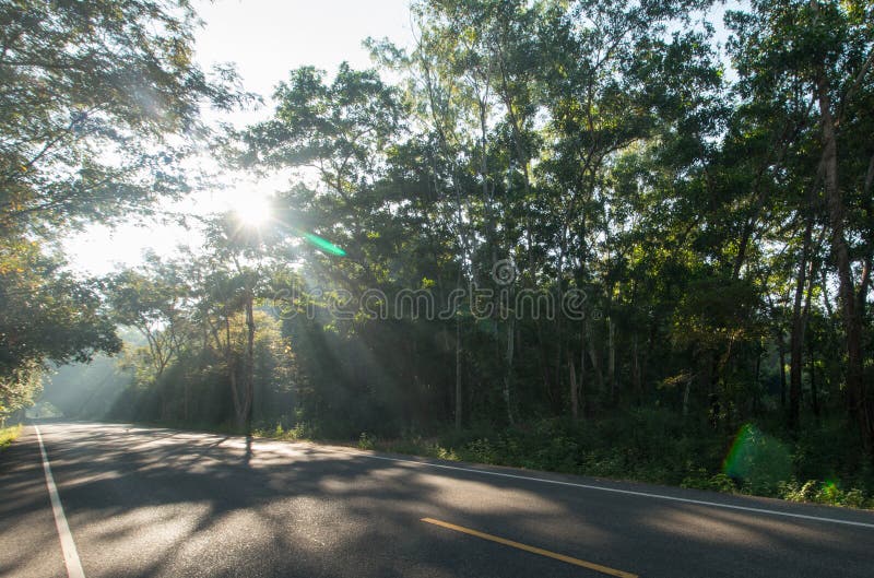 The Road on Morning and Sunrise Stock Photo - Image of adventure, linda ...