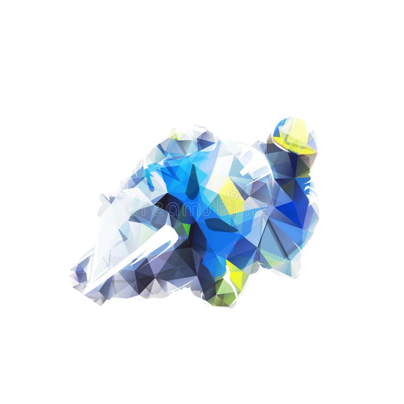 Road Motorbike Racing, Low Poly Geometric Vector Illustration, Front ...