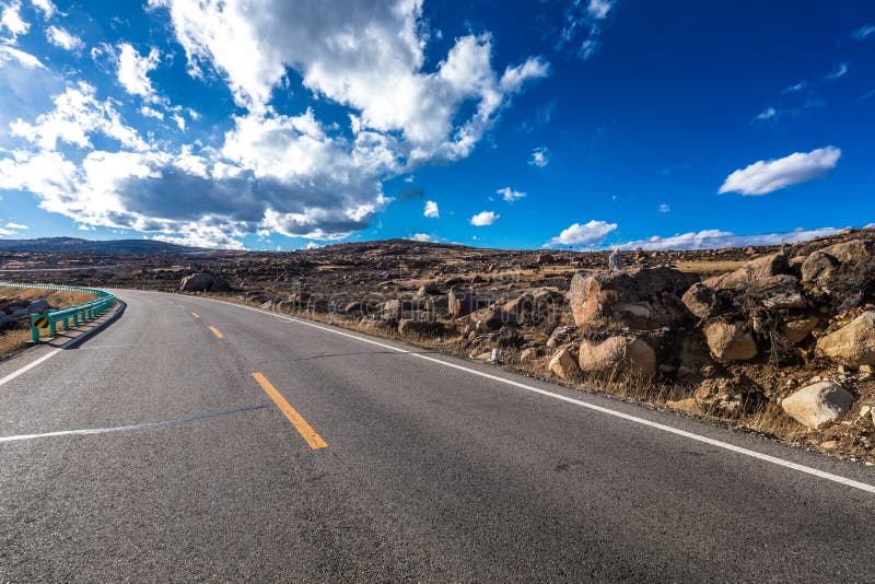 Road through Mountain in China Stock Photo - Image of china, blue ...