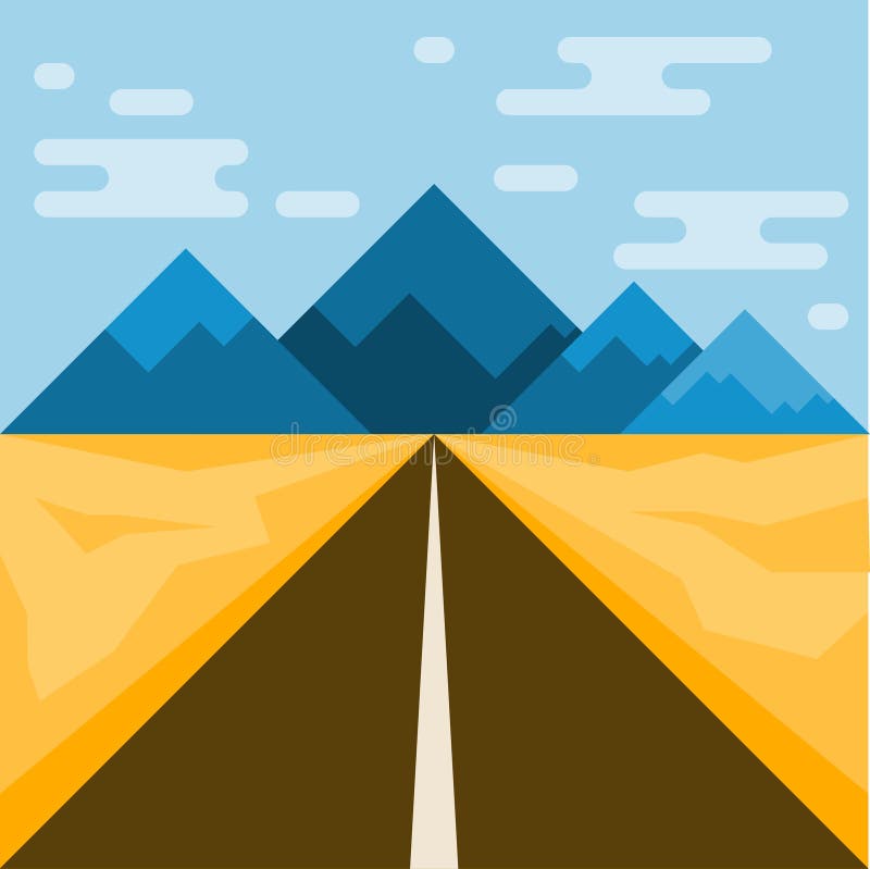 Road and Mountains. Abstract Illustration for Use in Design. Fla Stock ...