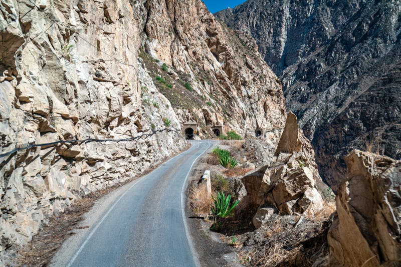 A Road in the Mountains Carved in the Rock Stock Photo - Image of mount ...