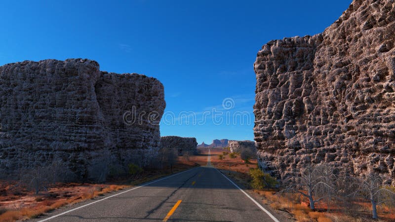 Rock road stock illustration. Illustration of skies, render - 59155675