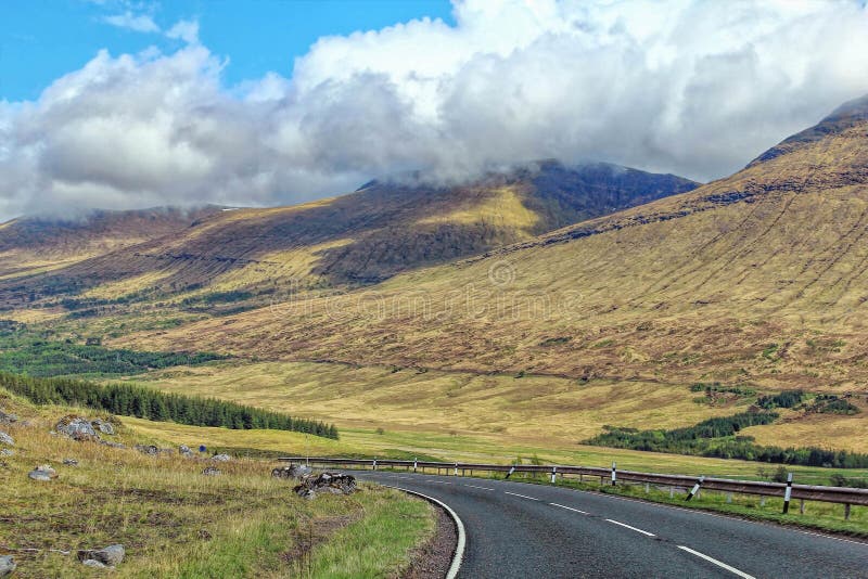 Road between Mountains in Scotland Stock Photo - Image of hiking ...