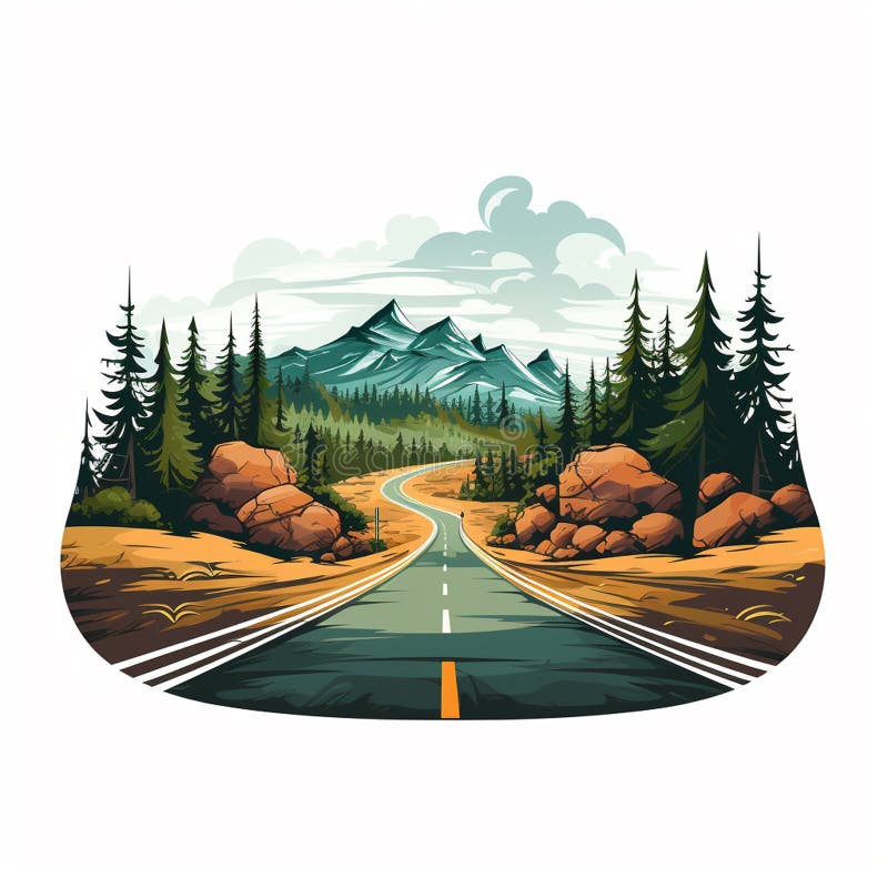 Road in the Mountains. Vector Illustration of a Road through the ...