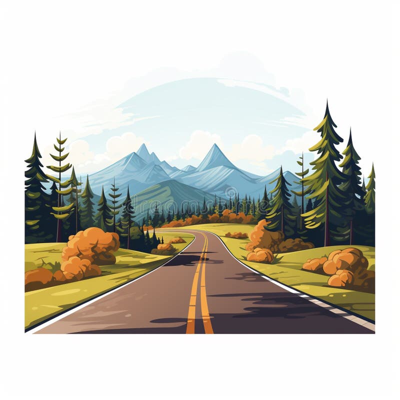 Road in the Mountains. Vector Illustration of a Road through the ...