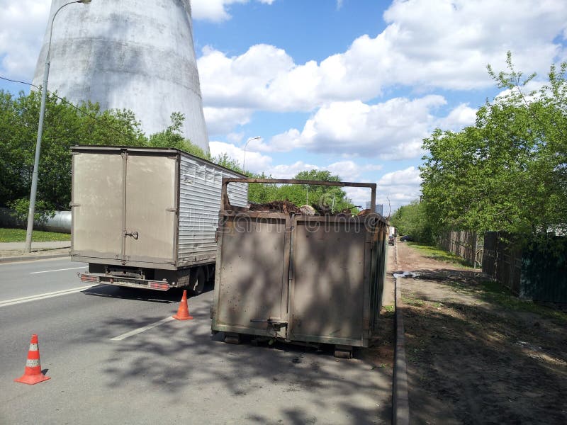 Road-mounted Solid Waste Container Collection on the Roadway General ...