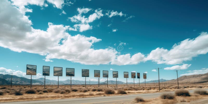 A Road with Multiple Billboards in the Middle of it. Generative AI ...