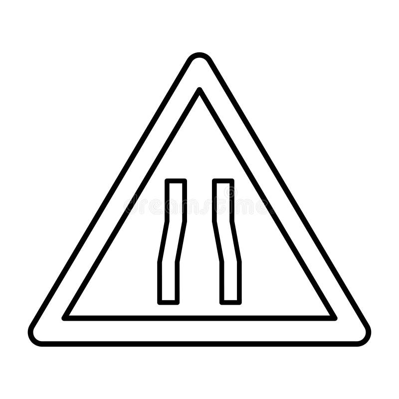 Road Narrows on Both Sides Icon in Line Style Stock Vector ...