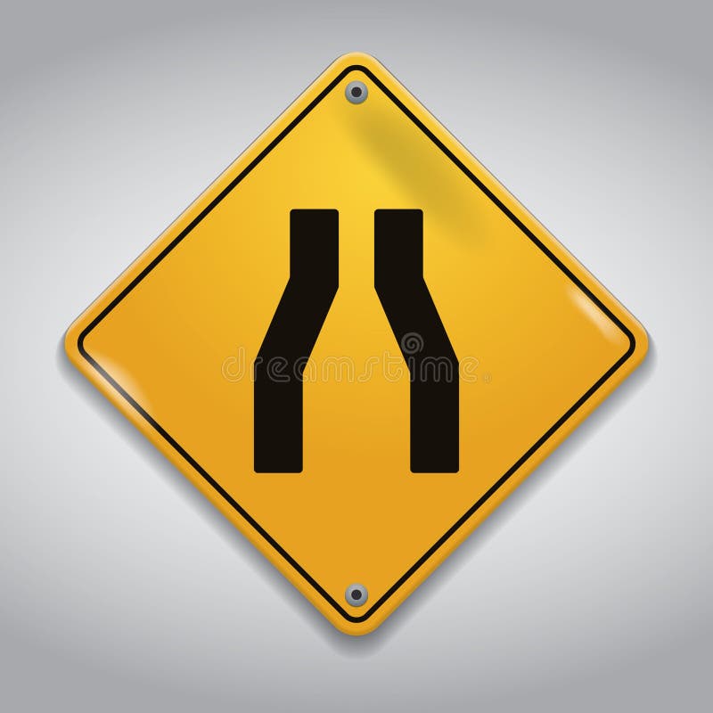 Road Narrows on Both Sides Sign. Vector Illustration Decorative Design ...