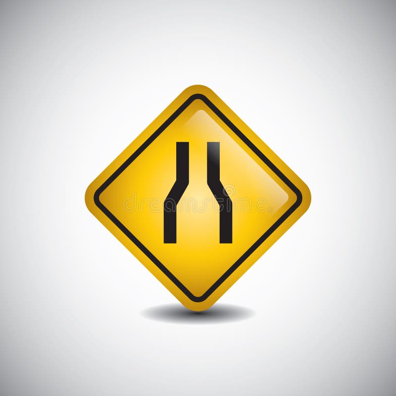 Road Narrows on Both Sides Sign. Vector Illustration Decorative Design ...