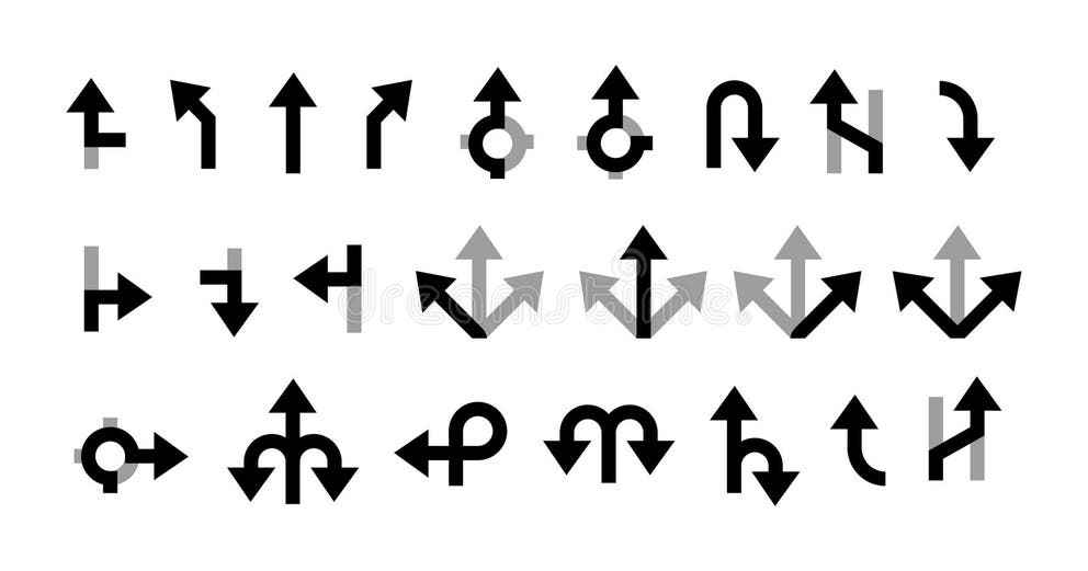 Road Navigation Arrows. Driving Direction Sign Stock Illustration ...