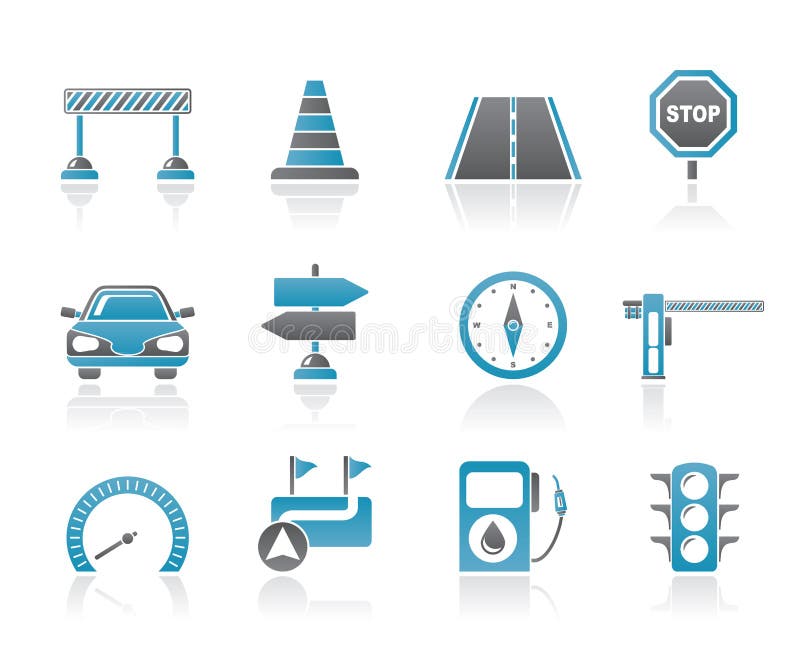 Road, Navigation and Travel Icons Stock Vector - Illustration of icon ...