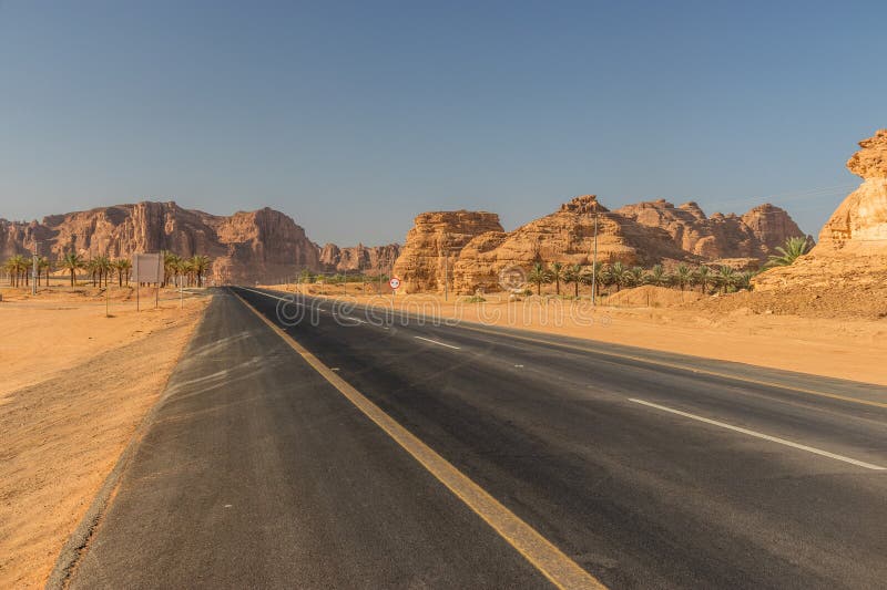 Road 70 Near Al Ula, Saudi Arab Stock Photo - Image of landscape, speed ...