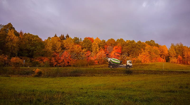 Road Near Forest at Sunrise Light Stock Image - Image of road ...