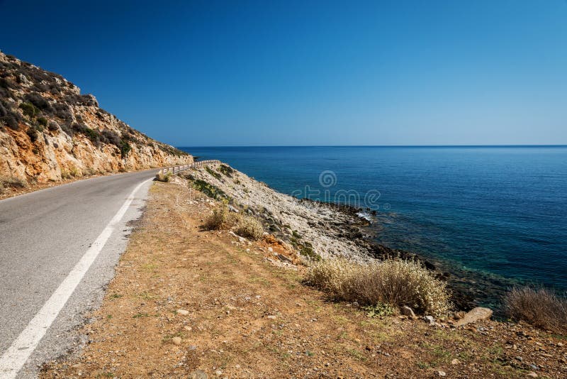 Ocean beach on the Crete stock image. Image of mountain - 157374745