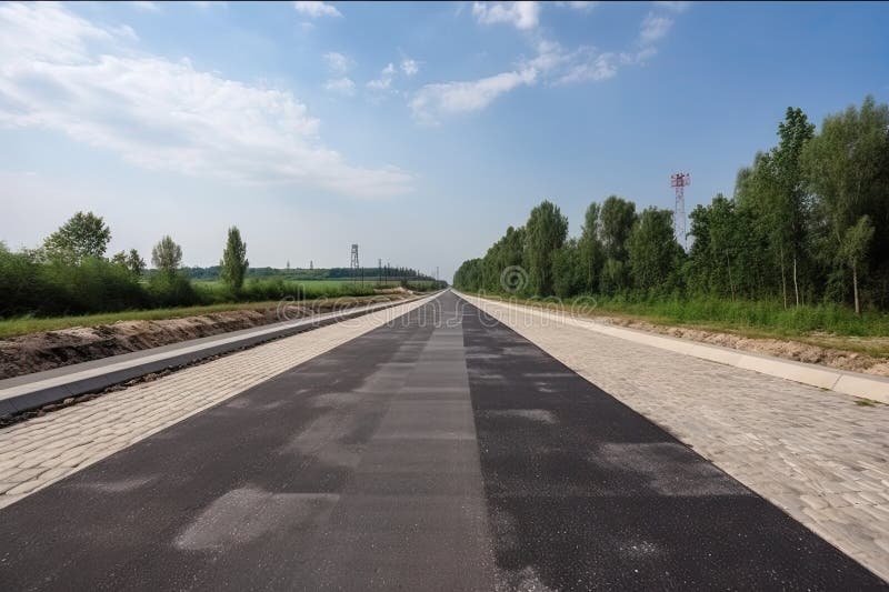 Road with Newly Paved Surface, Ready for Traffic Stock Illustration ...