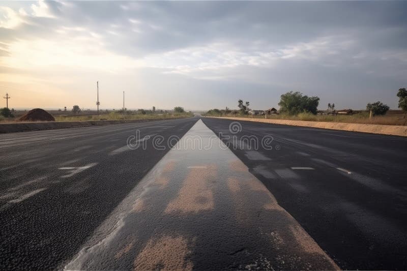 Road with Newly Paved Surface, Ready for Traffic Stock Illustration ...