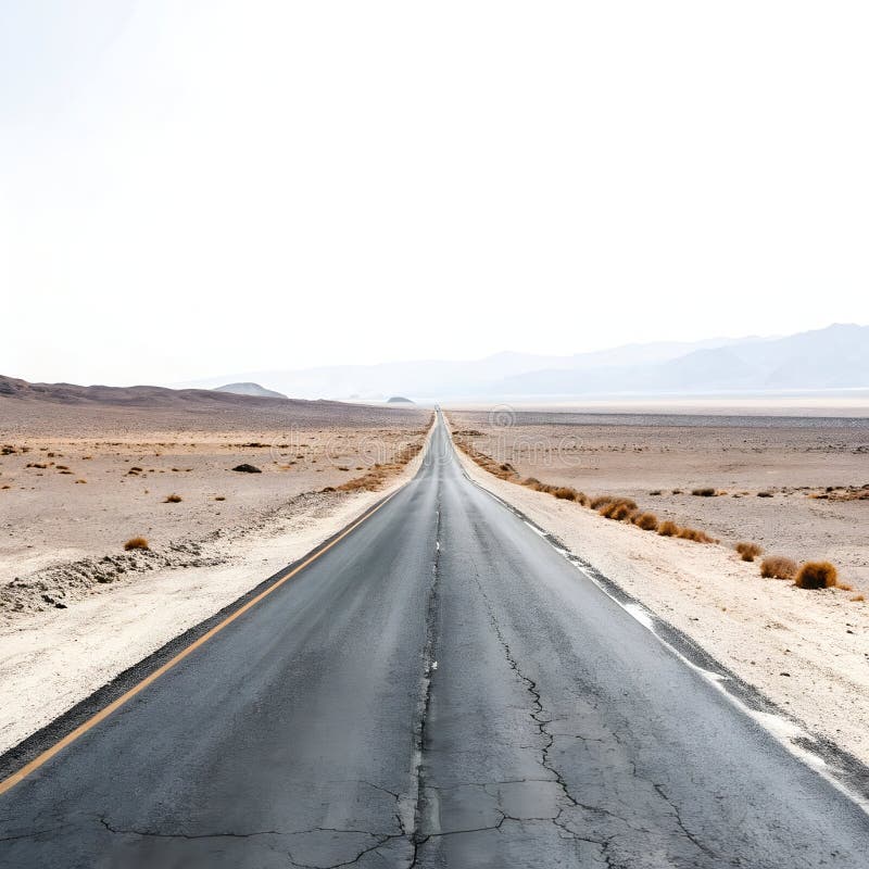 Road for Nowhere in the Desert Isolated on White Background Stock ...