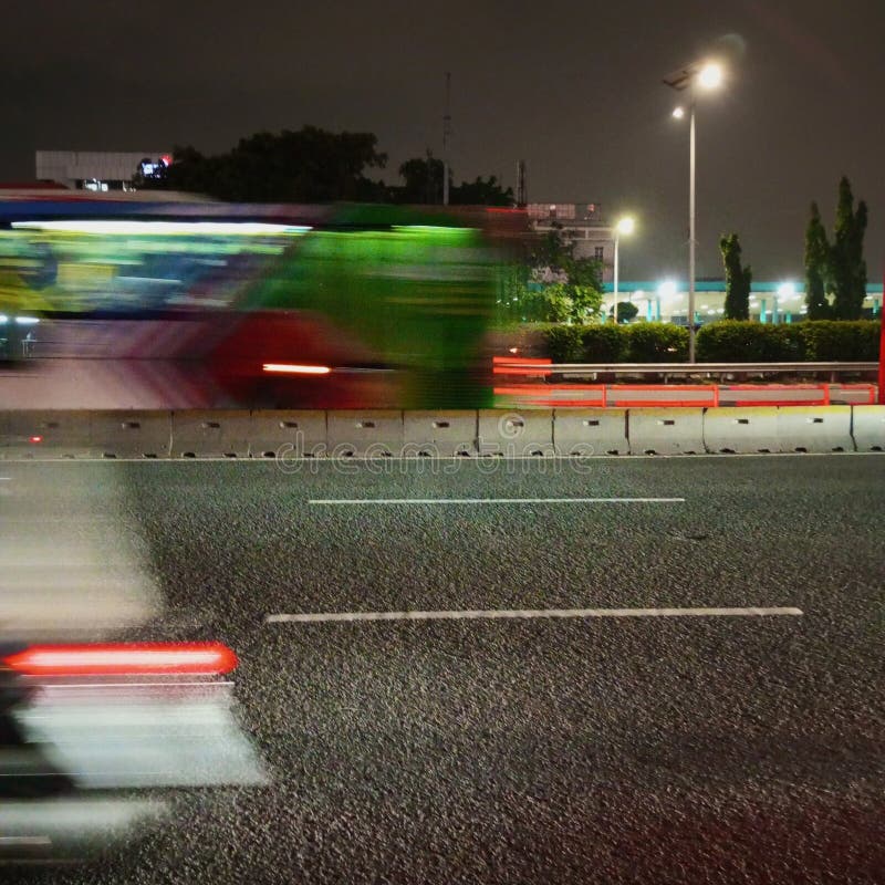 Road Objects at Night with Bokeh Effects and Shining Lights Stock Image ...
