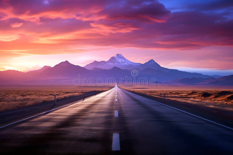 Road Outside the City Against the Backdrop of a Mountain Landscape at ...