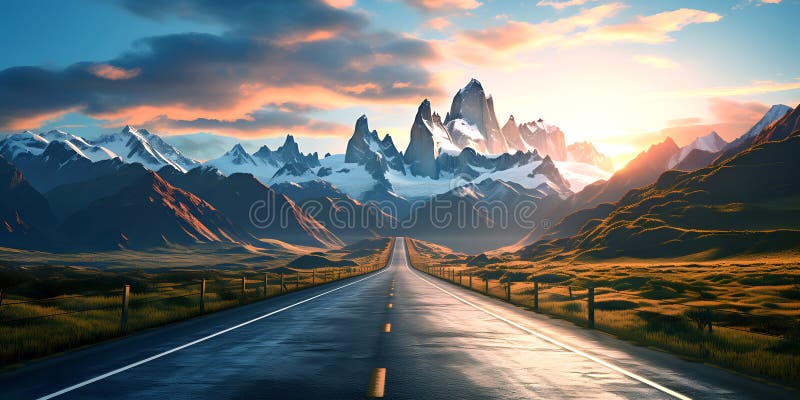 Road Outside the City Against the Backdrop of a Mountain Landscape at ...