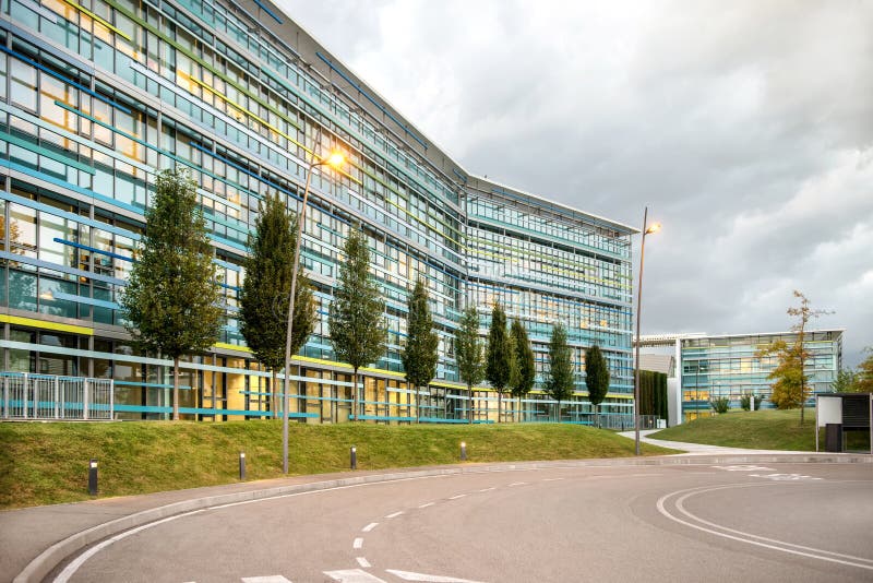 Road Outside Modern Office Building Complex Stock Photo - Image of ...