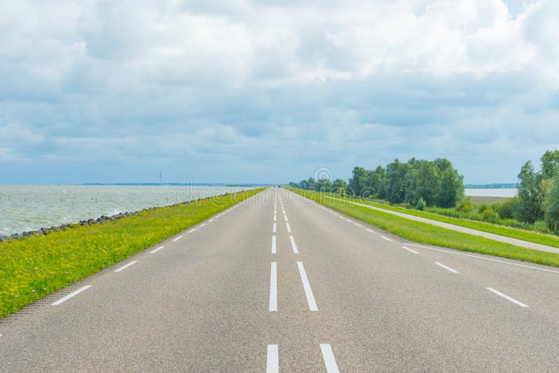 Road Over a Along a Lake in Summer Stock Image - Image of nature, coast ...