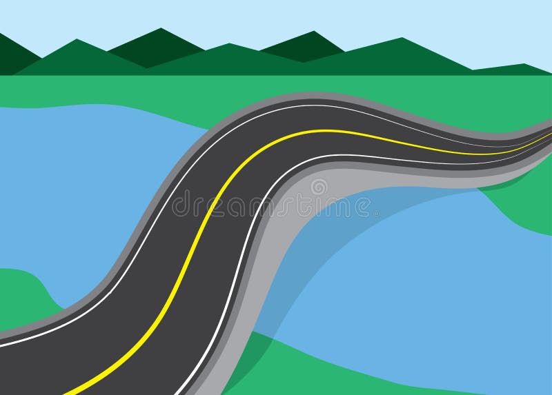 Road Over River stock vector. Illustration of green, distance - 31393476