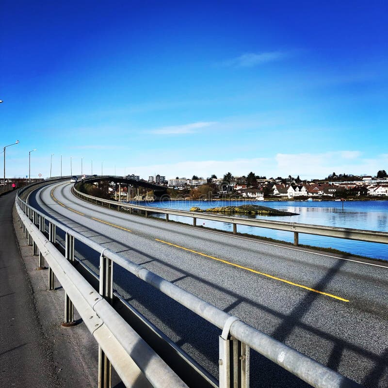 Road Over the Bridge, Tananger Bridge, Norway Stock Image - Image of ...