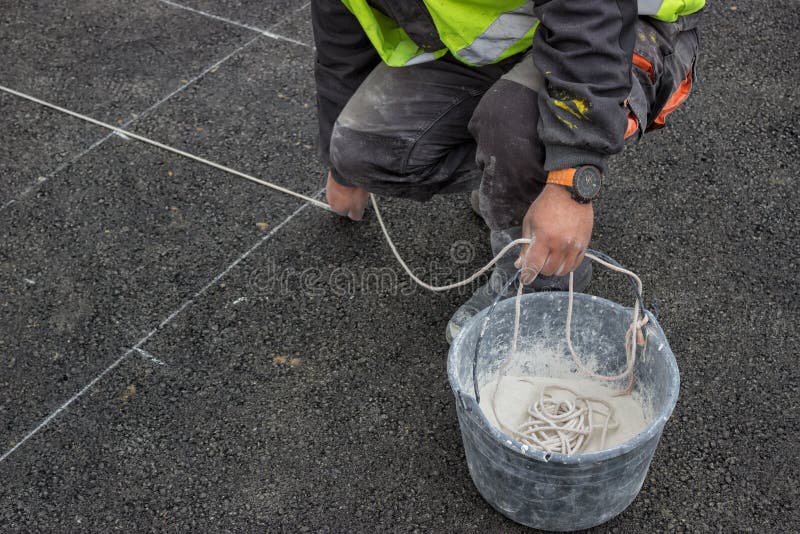 Road Paint Worker with Chalk Line Stock Image - Image of markings ...