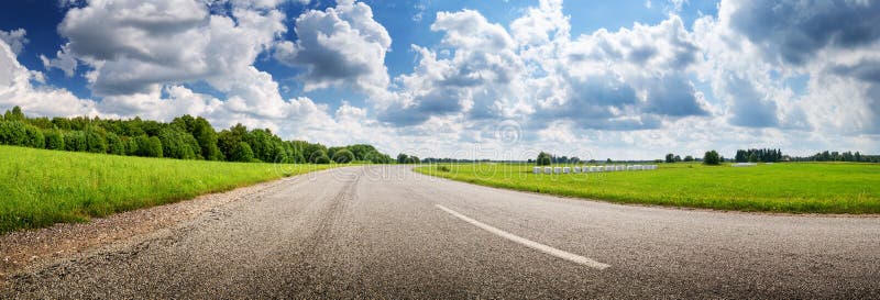 Road Panorama on Sunny Spring Day Outdoors Stock Image - Image of ...
