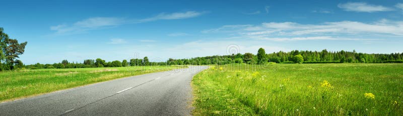 Road Panorama on Sunny Summer Day Stock Photo - Image of country ...