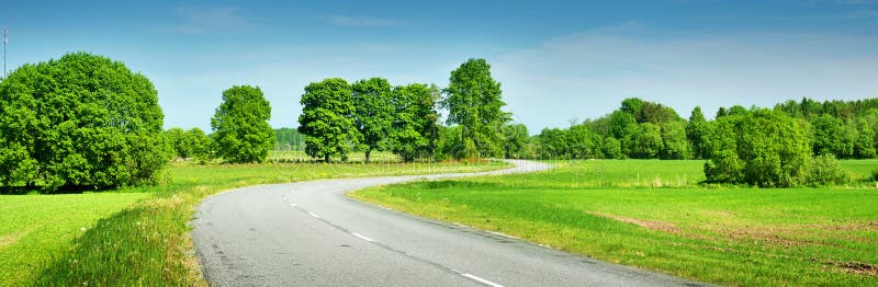 Road Panorama on Sunny Summer Day Stock Image - Image of panorama ...
