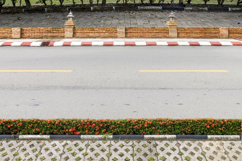 Road in the Park with Footpath. Stock Photo - Image of countryside ...
