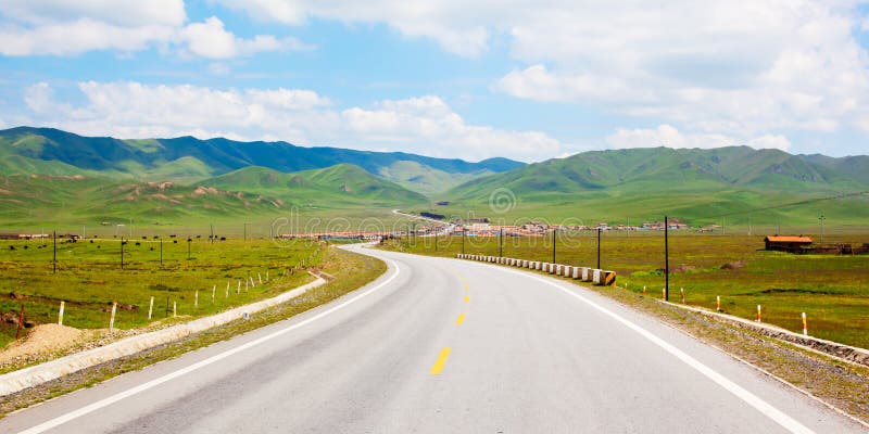Road Pass through the Grassland Stock Image - Image of wriggle, green ...