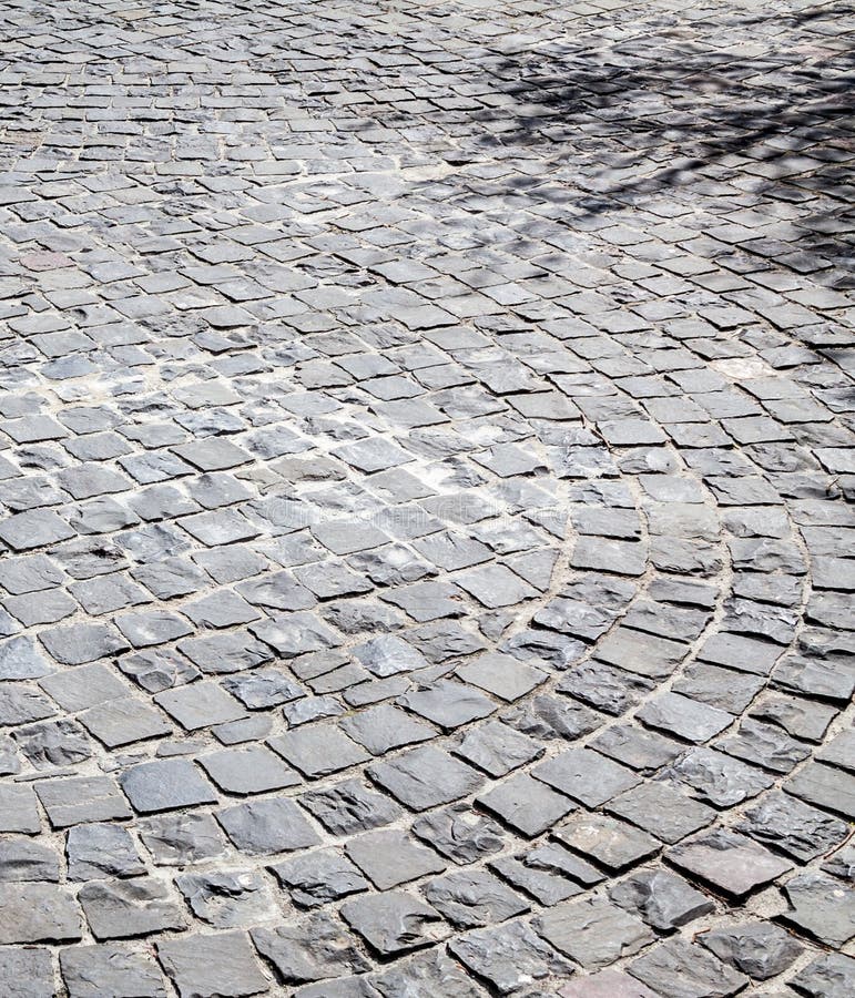 Road paved with gray setts stock photo. Image of retro - 153258638