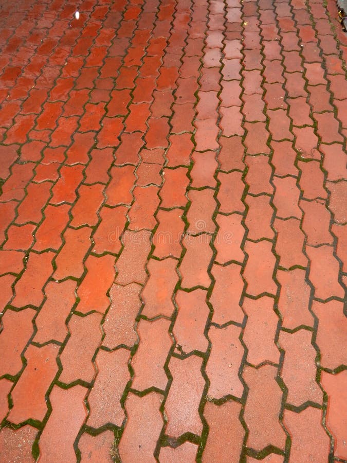 Road Paved with Red Curly Paving Tiles Stock Photo - Image of blocks ...