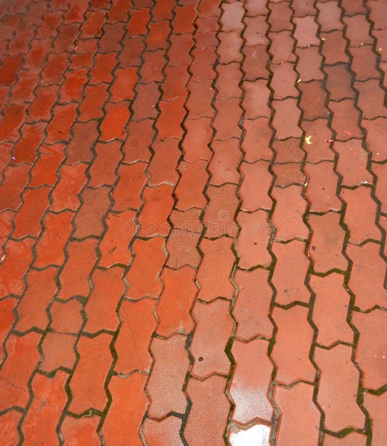 Road Paved with Red Curly Paving Tiles Stock Image - Image of blocks ...
